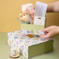 China Green Art Paper Paperboard Gift Boxes Cosmetic Packaging With Ribbon for sale
