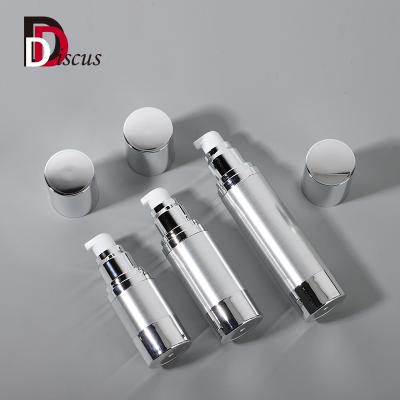 China AS Collar Material Durable Silver Airless Pump Bottle Suitable for Cosmetics Skincare and Personal Care Packaging Solutions for sale