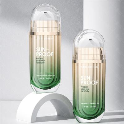 China Customized Color 60ml Capacity Airless Bottle with Silk Screen Printing for Luxury Sunscreen Packaging for sale