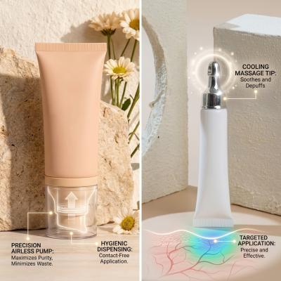 China Wide Flocked Sponge Applicator Cosmetic Tube 40ml PE Squeeze Body Liquid Foundation Packaging for sale
