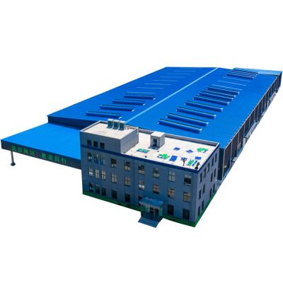 China Single Slope Roof Prefabricated Metal Warehouse With Steel Sheet And Glass Wool Insulation for sale