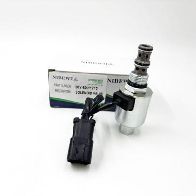 China 20Y-60-11713 Solenoid Valve for PC200-5 PC220-5 Excavator Parts 24V for sale