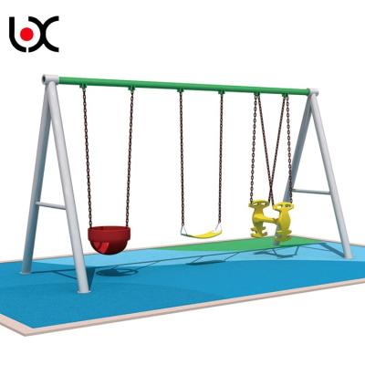 China Three Seats Backyard Play Equipment Swing Set For Children for sale
