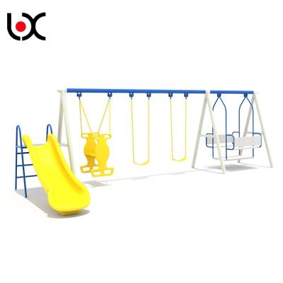 China Babies And Kids Outdoor Play Structure , LLDPE Swing Set With Slide for sale