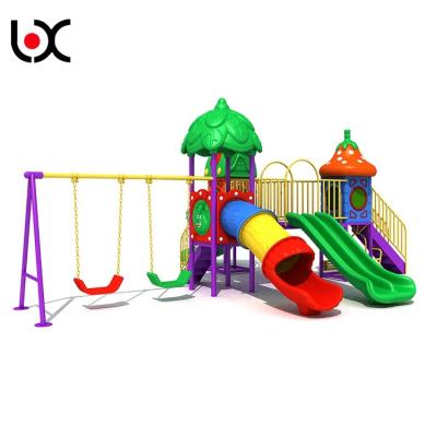China Children newest plastic outdoor equipment playground with Swing and Slide for sale