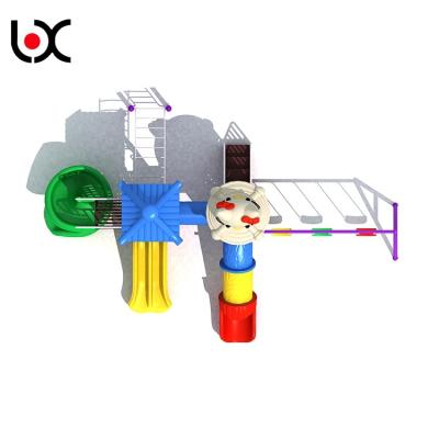China Kids sliding toys plastic outdoor playground amusement park with slide and swing equipment for sale