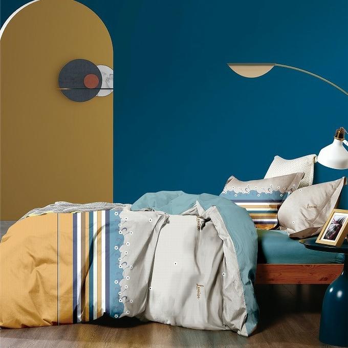 Double 100 Percent Cotton Bedding Set 200TC Stripe Duvet Cover Set 1