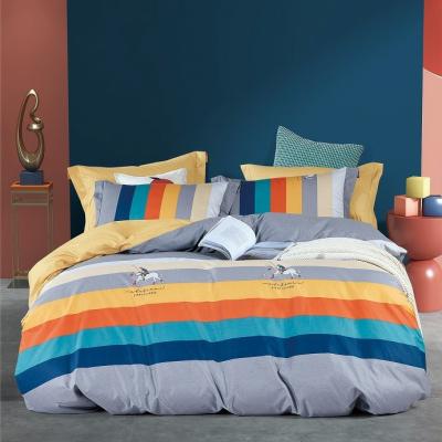 China 100% Cotton Bedding Set 200TC Stripe Duvet Cover Set Double Size Custom for sale
