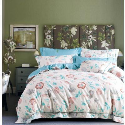 China Flower Comfortable 100% Cotton Printed Reversible Duvet Cover Set for sale