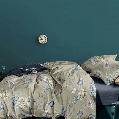 China Simple Leaves 100% Cotton Bedding Sets Printed Reversible Single Duvet Cover for sale