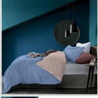 China Reversible 100% Organic Cotton 3pc Duvet Cover Set Single Blue Simple Sheet for sale