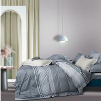 China Organic Cotton Bedding Sets Stripe Light Blue 3pc 100 Cotton Duvet Set for sale