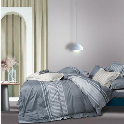 China Organic Cotton Bedding Sets Stripe Light Blue 3pc 100 Cotton Duvet Set for sale