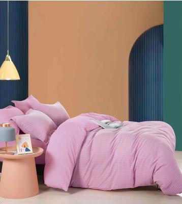 China Custom Yarn Dyed Cotton Bedding Fabric 150TC Reversible Duvet Cover Set for sale