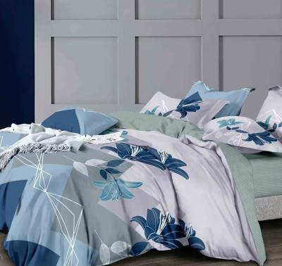 China Microfiber Dark Color Printed Geometric Duvet Cover Set 4 Pieces 100% Polyester for sale