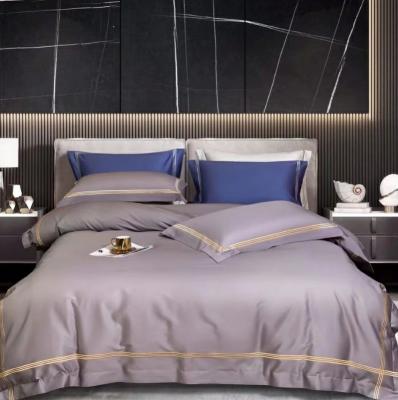 China Modern Purple Bamboo Bedding Sets Duvet Cover Bed Linen Home Bedding Sets for sale