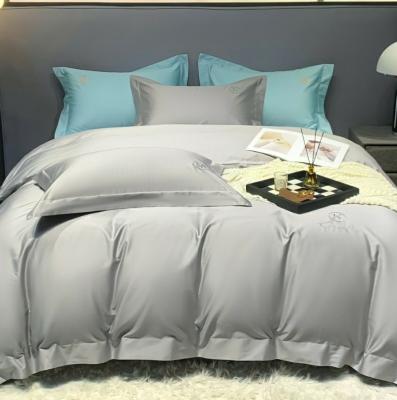 China 200TC-600TC 100% Organic Bamboo Sheet Duvet Cover Plain Dye Grey for sale