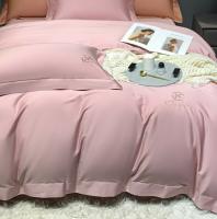 China 100 Organic Bamboo Sheet Set Plain Dye Pink Breathable Custom Size Bedding for sale