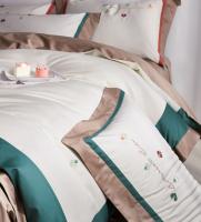 China Embroidered Bright Green Bamboo Bed Sheet Set Home for sale