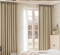 China Living Room Blackout Curtain Fabrics 200-400gsm Solid Plain Polyester Blackout Linen Curtains Modern for sale