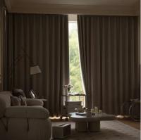 China Living Room Blackout Curtain Fabrics 200-400gsm Solid Plain Polyester Blackout Linen Curtains Modern for sale