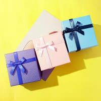 China 5*5*3.5cm,9*9*3.2cm Square Cardboard Jewelry Packaging Boxes Colorful Printed Ribbon Gift Boxes for sale