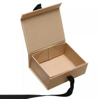 China Collapsible Jewelry Packaging Boxes Magnetic Jewelry Paper Box With Black Ribbon for sale