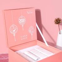 China Cosmetic Skincare Packaging with Pop Out Sections for Bottles and Velvet Covered Molded Platforms in Matte Lamination for sale