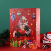 China Christmas Paper Bag Santa Claus Paper Carrier Bags With Silk Handle for sale