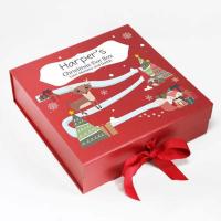China Luxury Cosmetic Skincare Packaging Red Christmas Gift Box With Magnetic Fastening Flap for sale