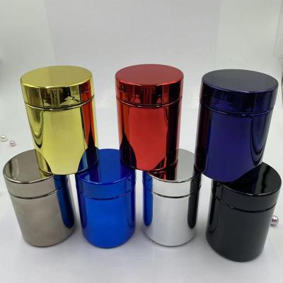 China Label Design Service HDPE Bottle Metal Silver Round Plastic Fitness Sport Nutrition Polyethylene Bottles Package for Bcaa Powder for sale