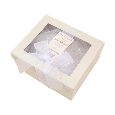 China White Gift Set Box Transparent PVC  Birthday Box With Silk for sale