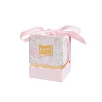 China Paperboard Pink Luxury Candle Packaging Boxes With Ribbon 8.5x8.5x9.5cm for sale