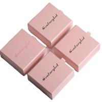 China Custom Logo Velvet Pink Puller Jewelry Packaging Boxes 9x9x3cm for sale