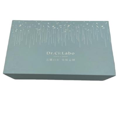 China Cosmetic Packaging Box Blue   Flap Lid Packaging Cardboard  Custom Magnetic Closure Gift Box for sale