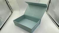 China Cosmetic Packaging Box Blue   Flap Lid Packaging Cardboard  Custom Magnetic Closure Gift Box for sale