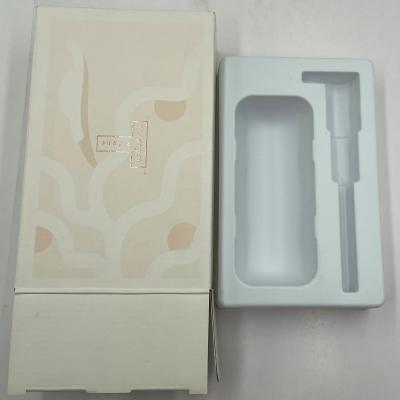 China Foil Rose Logo Custom White Paper Packaging Spray Bottle  Drawer Box With PE Insert for sale