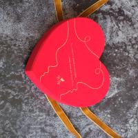 China Chocolate Red Heart Shape Gift Box With Ribbon And Blister Insert for sale