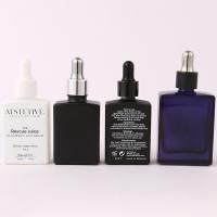 China 10ml 15ml 30ml 50ml Square shape Black White Color Perfume glass bottles with  Metal Silver Dropper and logo label print for sale