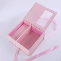 China Pink Magnetic Wedding Favor Paper Packaging Gift Flower Box With PVC Window for sale