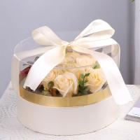 China Cylindrical Bouquet Innovative Biodegradable Packaging Gift Clear PVC With Ribbon for sale