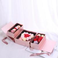 China 24X24X15cm Black Paper Bouquet Packaging Fold Flower Gift Boxes With Ribbon for sale