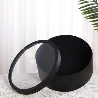 China Black Flowers Bouquet Packaging Round Gift Clear PVC Cylindrical Flower Box for sale