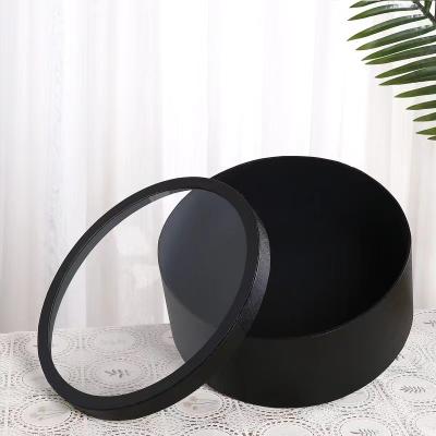 China Black Flowers Bouquet Packaging Round Gift Clear PVC Cylindrical Flower Box for sale