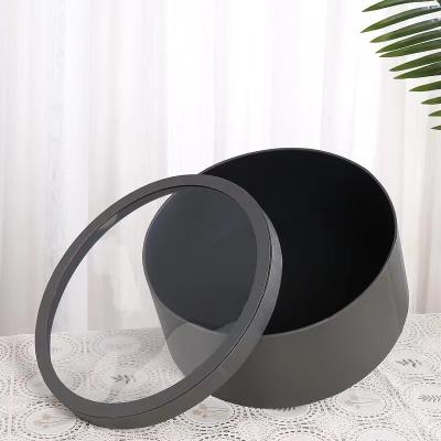 China Grey 20cm Bouquet Packaging Round Gift Clear PVC Cylindrical Flower Box For Flowers for sale