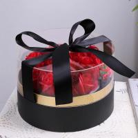 China Black Flowers Bouquet Packaging Round Gift Clear PVC Cylindrical Flower Box for sale