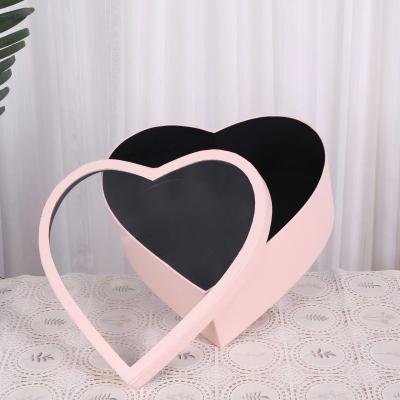 China Pink Valentines Day Boxes Heart Shape And Flower Mama Boxes With PVC Window for sale
