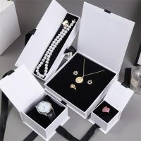 China Cardboard Paper Jewelry Set Box For Ring Necklace Rectangle Foam Filled 7x9x3cm for sale