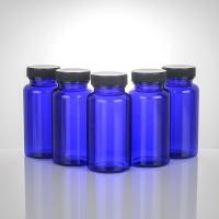 China Wide Mouth Clear Blue Frosted Pill Supplement Capsules Empty Vitamin Plastic Bottle with Screw Cap Capsules Tablets PET Bottle for sale