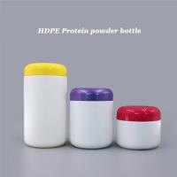 China 250ml 300ml 500ml 600ml Empty HDPE Wide Mouth Protein Powder Container Bottle with Silk Screen Printed Label and Label for sale